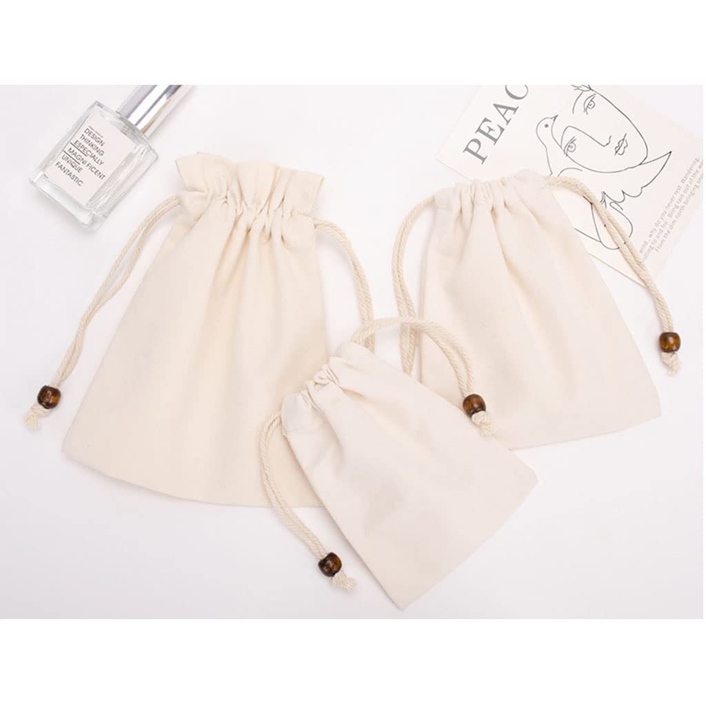 YOOYEH Washable Cotton Drawstring Bags Muslin Sachet Bag Reusable Produce Bags Herbal Bags DIY Tote Gift Bag for Candy Storage