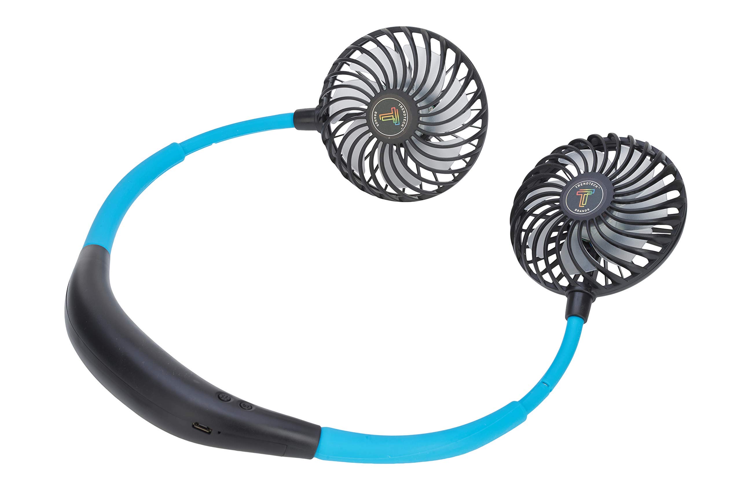 Wireless Express LED Neck Fan with Neckband - Lightweight Small Fan - Portable Mini USB Fan - Rechargeable Personal Fan (Blue)