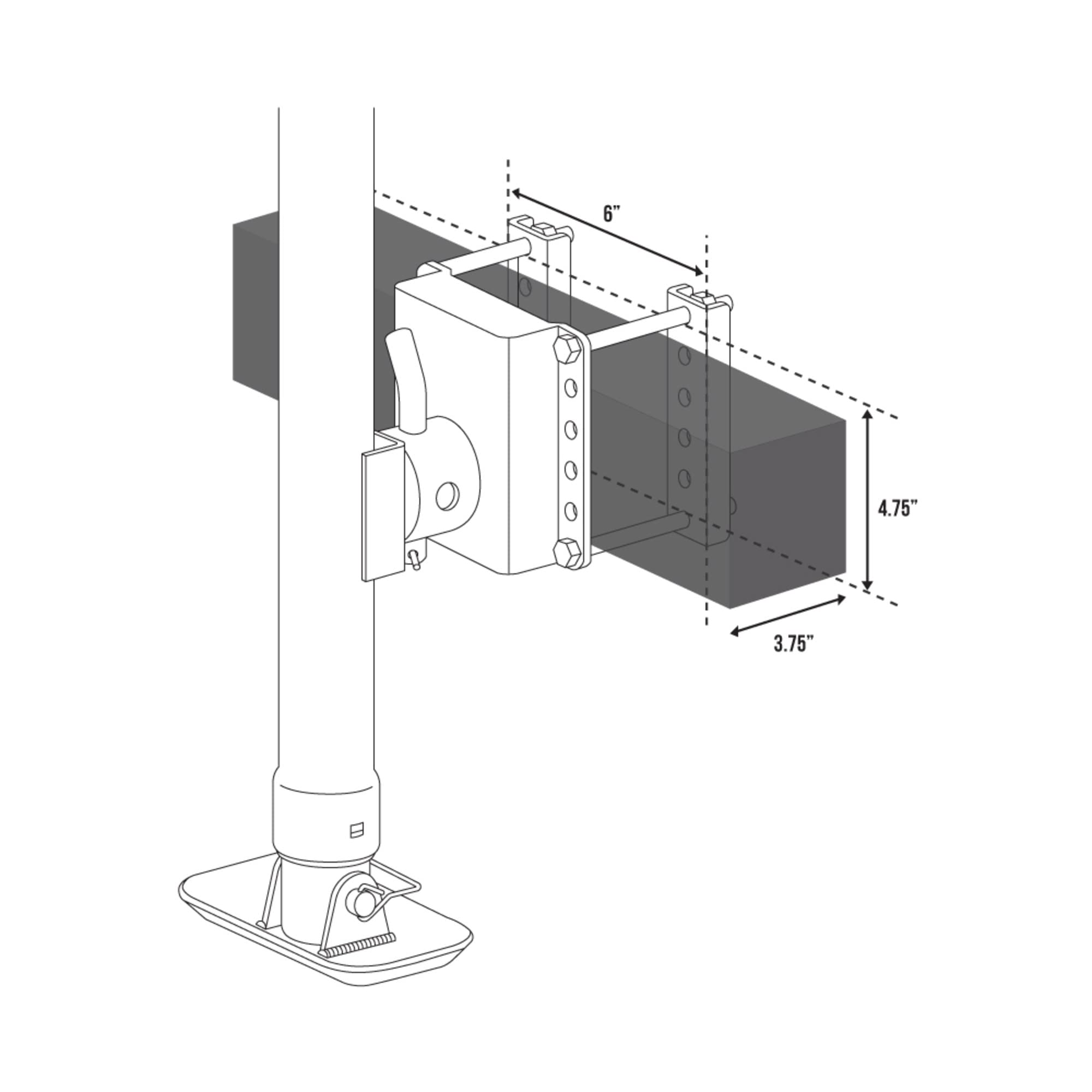 Trailer Valet TVJX5-S Swivel Jack Pipe Mount with 5K Lifting Capacity– Drill-Powered Option, Includes Free TVDA Drill Attachment, Patented 3:4 Gear Ratio, Marine-Grade Material, Rust-Resistant Coating