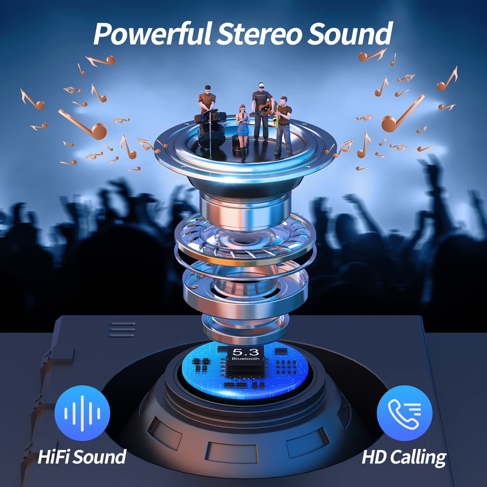Wireless Earbuds Bluetooth Earbuds 76H Playtime Ear Buds Noise Cancellation Clear Calls Bluetooth Headphones Power Display Charging Case Light Weight IPX7 Waterproof Earphones for Sports Workout