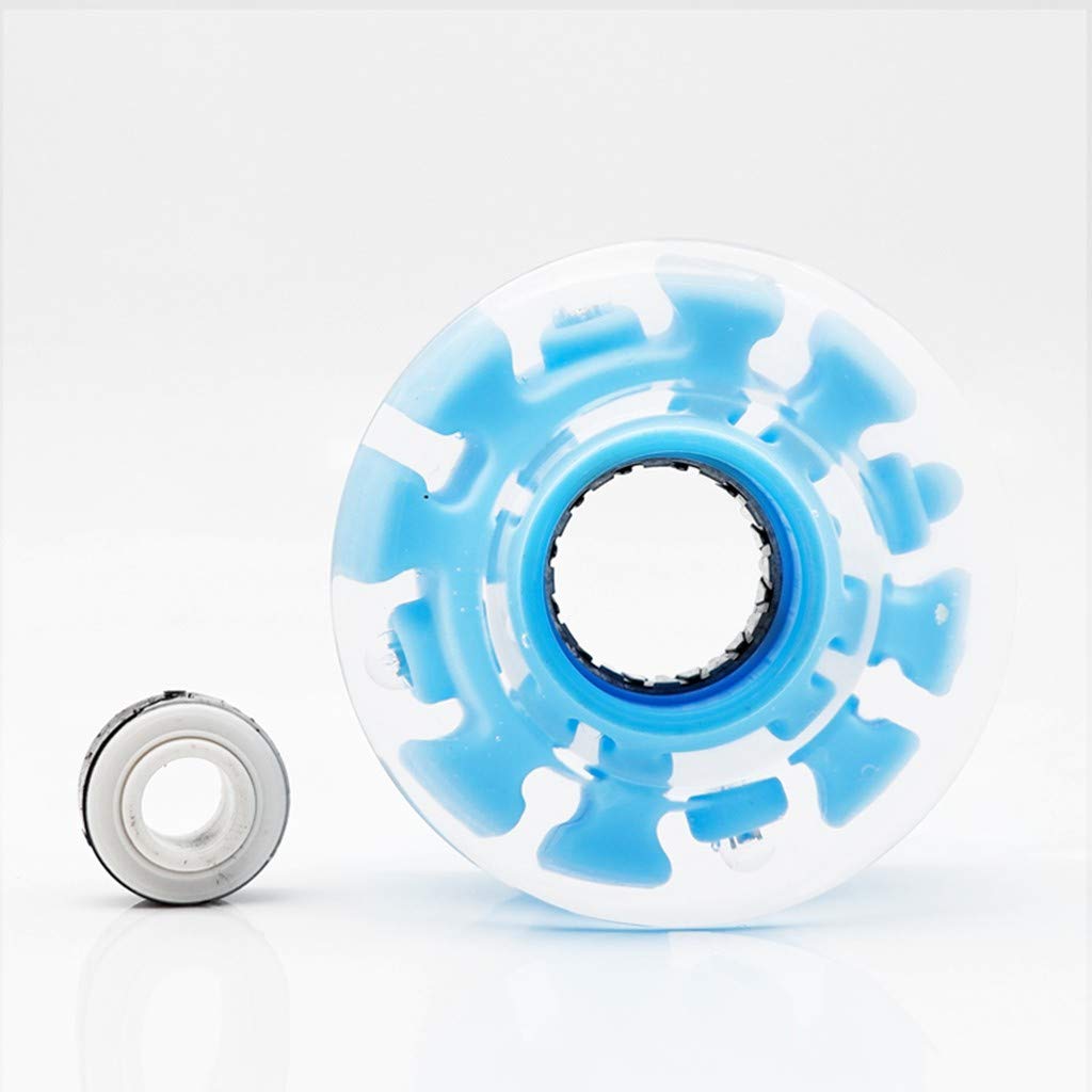 YJYdadaS Roller Skate Wheels, PU Wear-Resistant Wheels Transparent Flashing Universal Wheels Double-Row Roller Skates Accessories 4PC (Blue)