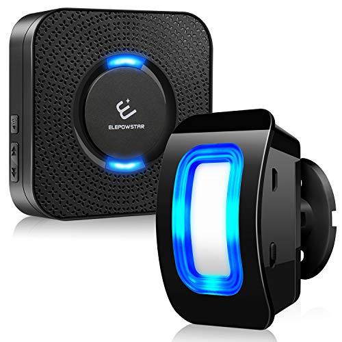 Wireless Motion Sensor Alarm, ELEPOWSTAR Motion Sensor Detect Alert, Motion Detection Doorbell with 58 Chimes/5 Level Volumes/LED Flash (1 Receiver+1 Motion Sensor)