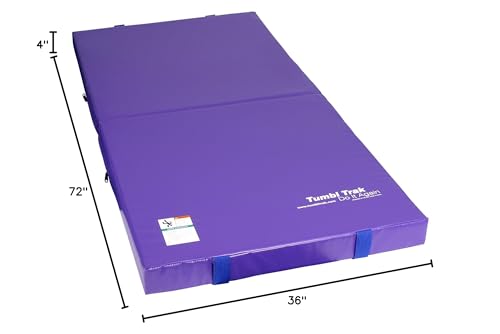 Tumbl Trak Junior Practice Mat, 3'x6'x4", Crash Mat for Gymnastics and Cheer, Landing Mat for Gymnastics Training, Purple