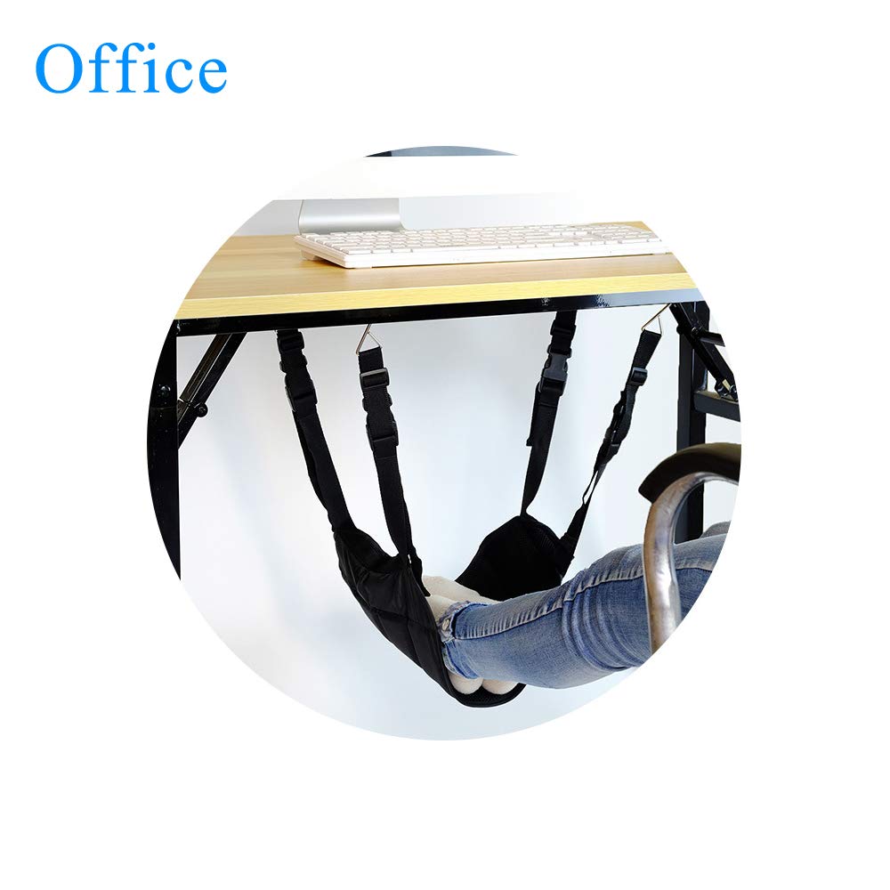 Wiwaplex Footrest Hammock, Under Desk Foot Rest Hammock, Unique Premium Design Office Feet Rest, Adjustable Height Foot Rest Travel Accessories Footrests Hammock(Black)