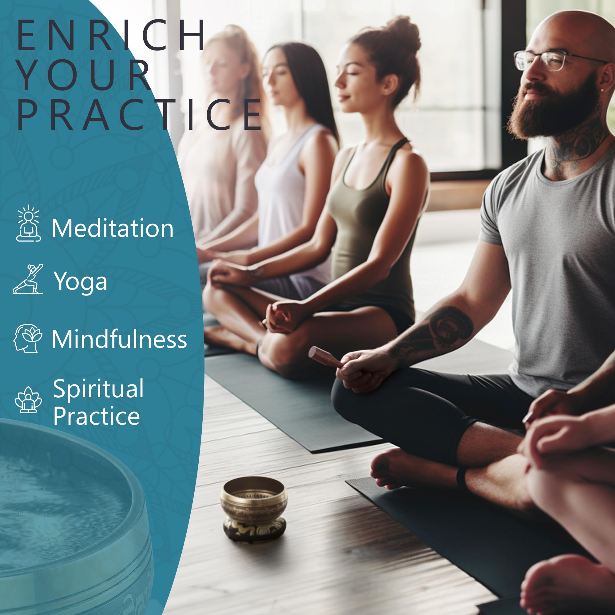 Tibetan Singing Bowl Set β Authentic Hand-Tuned Sound Bowl for Meditation β Complete Meditation Bowl Kit with Cushion, Mallet & Guide β Perfect Tibetan Bell for Yoga, Relaxation, & Sound Healing