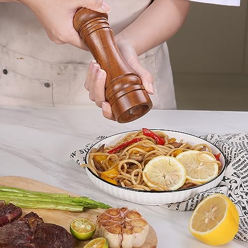 YSTKC Wood Pepper Grinder, 10 Inch Natural Solid Wooden Pepper Mill with Ceramic Rotor, Adjustable Coarseness, Premium Refillable Salt and Pepper Grinder