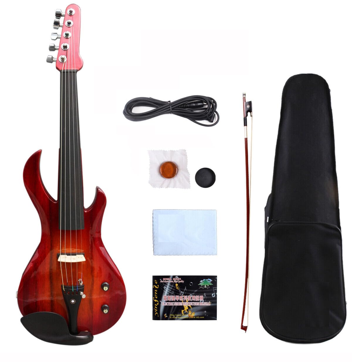 Vetimobato Electric Viola 16 inch Full Size Solid Wood Ebony Accessories with Viola Case & Viola Bow & AUX cable & Headphone (5 String)