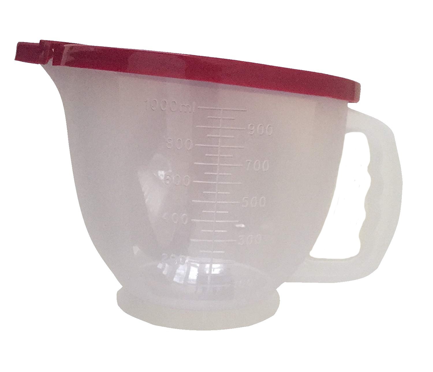 Tupperware 4 Cup Mix N Stor Batter Bowl Pitcher with Raspberry Red Seal BPA-Free