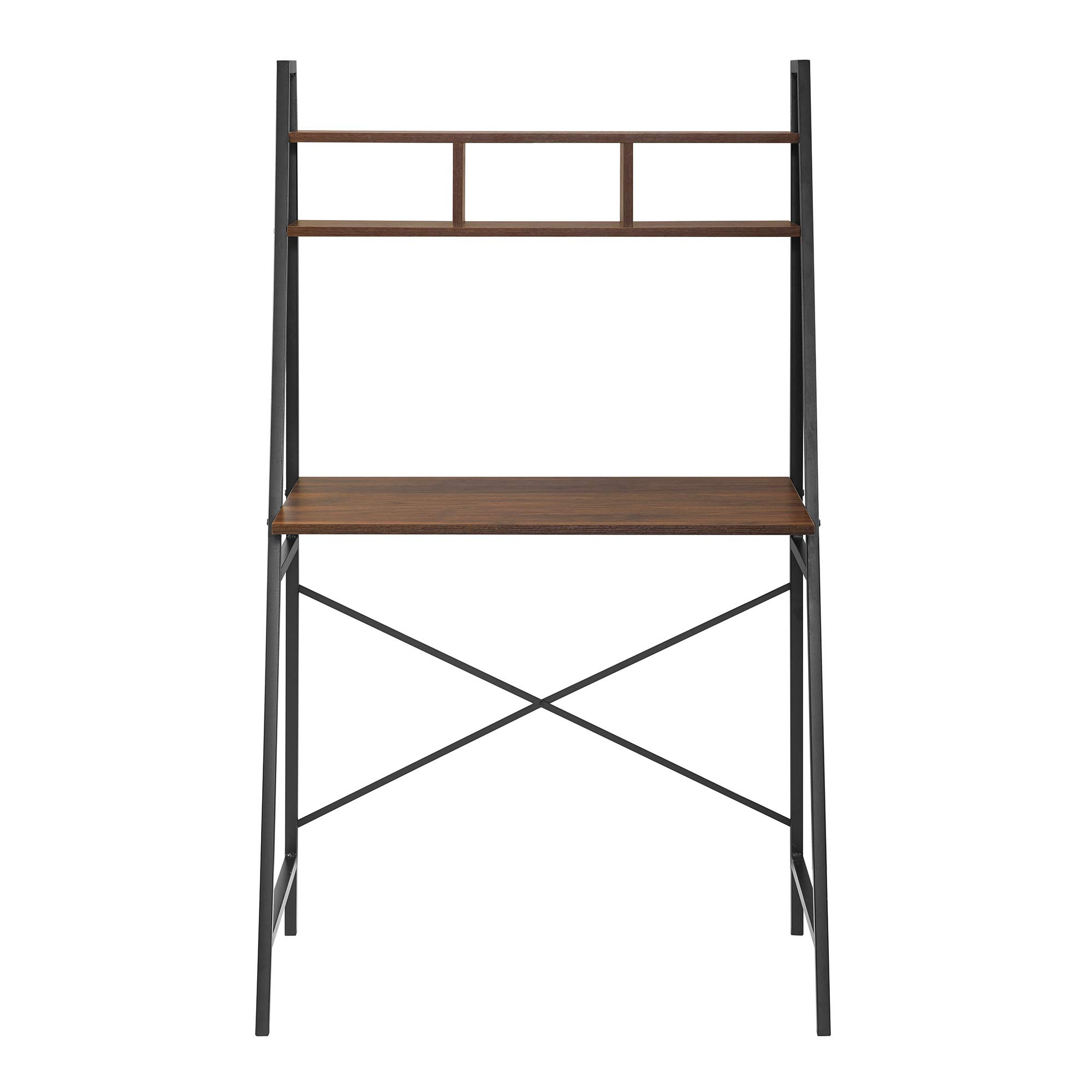 Walker Edison Industrial Wood and Metal X-Back Ladder Desk Home Office Workstation, 56 Inch, Grey Wash