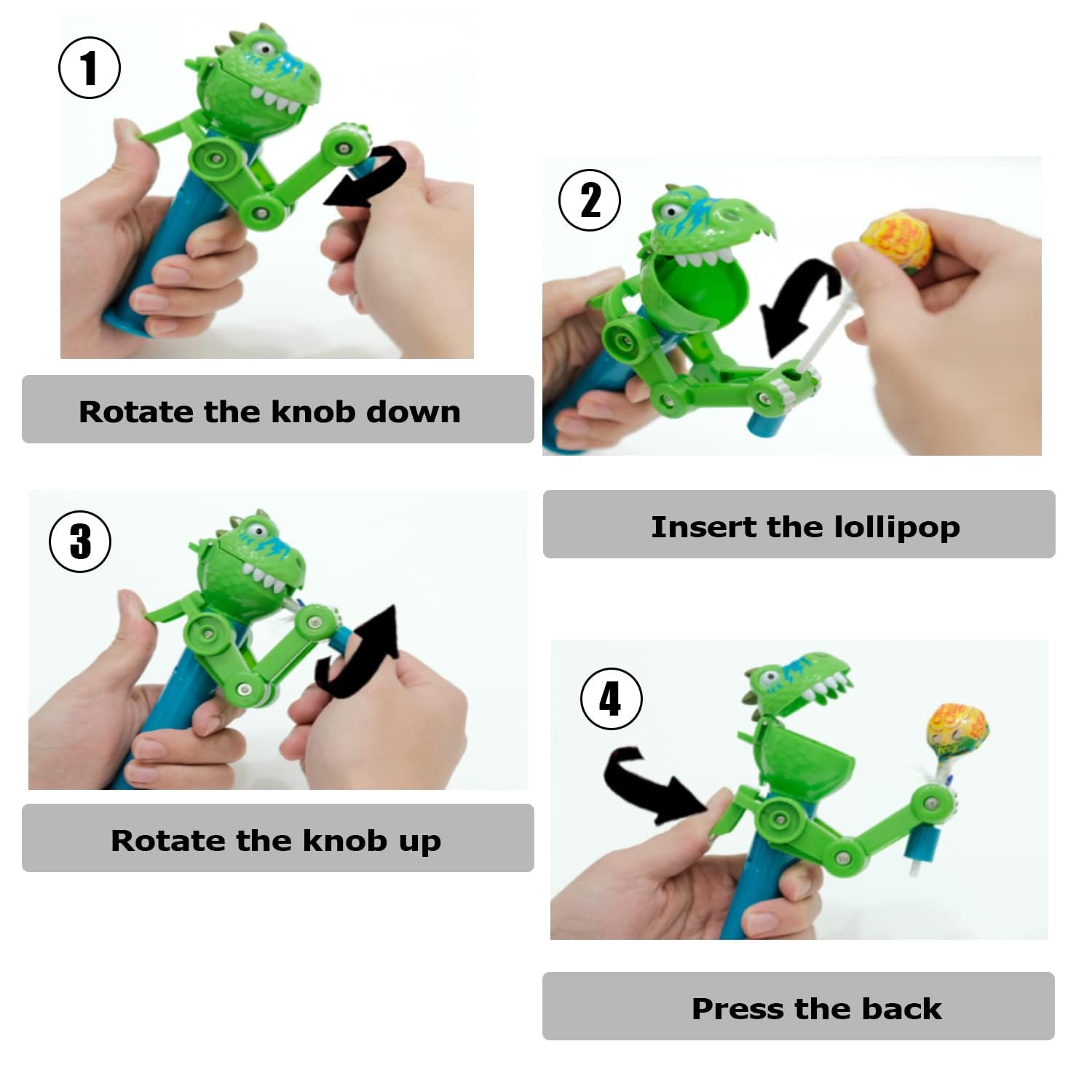 TOYANDONA 2Pack Lollipop Robot Holder, Creative Eat Lollipop Pop Ups Lollipop Case Candy Storage Holder Dinosaur Shape Proof Candy Holder Gifts for Children Kids ( Random Color
