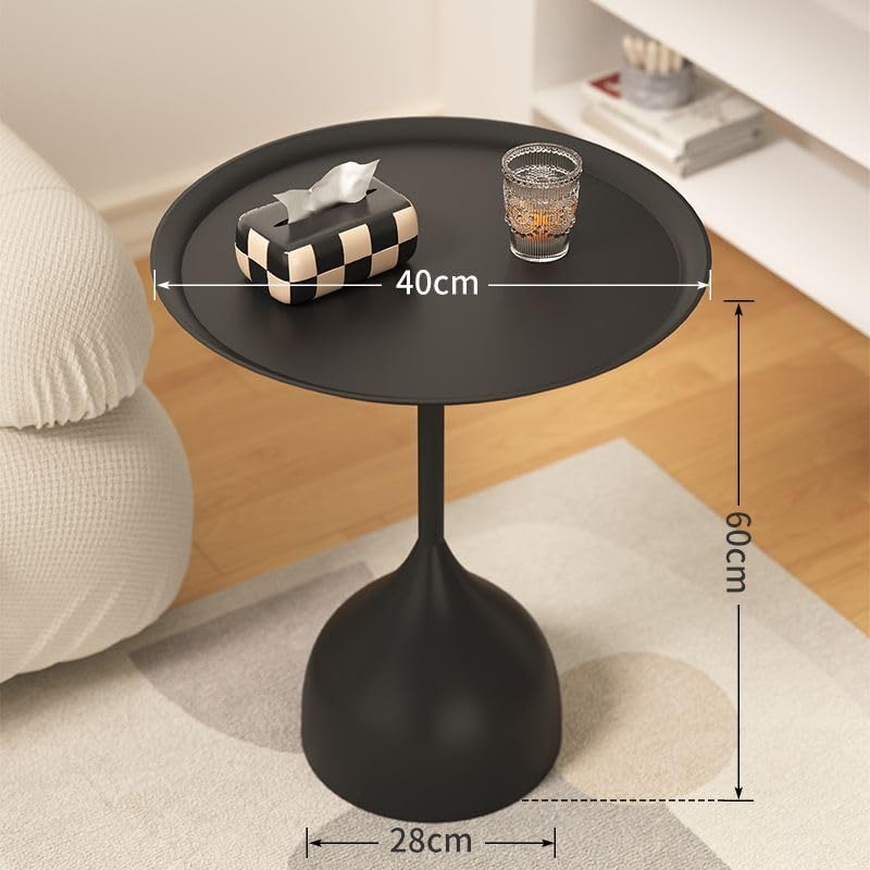TUSOPORT Modern Nesting Tables, Black, Round, Metal, 24x19x11 inches, 2 Pieces, 40lbs Load Capacity