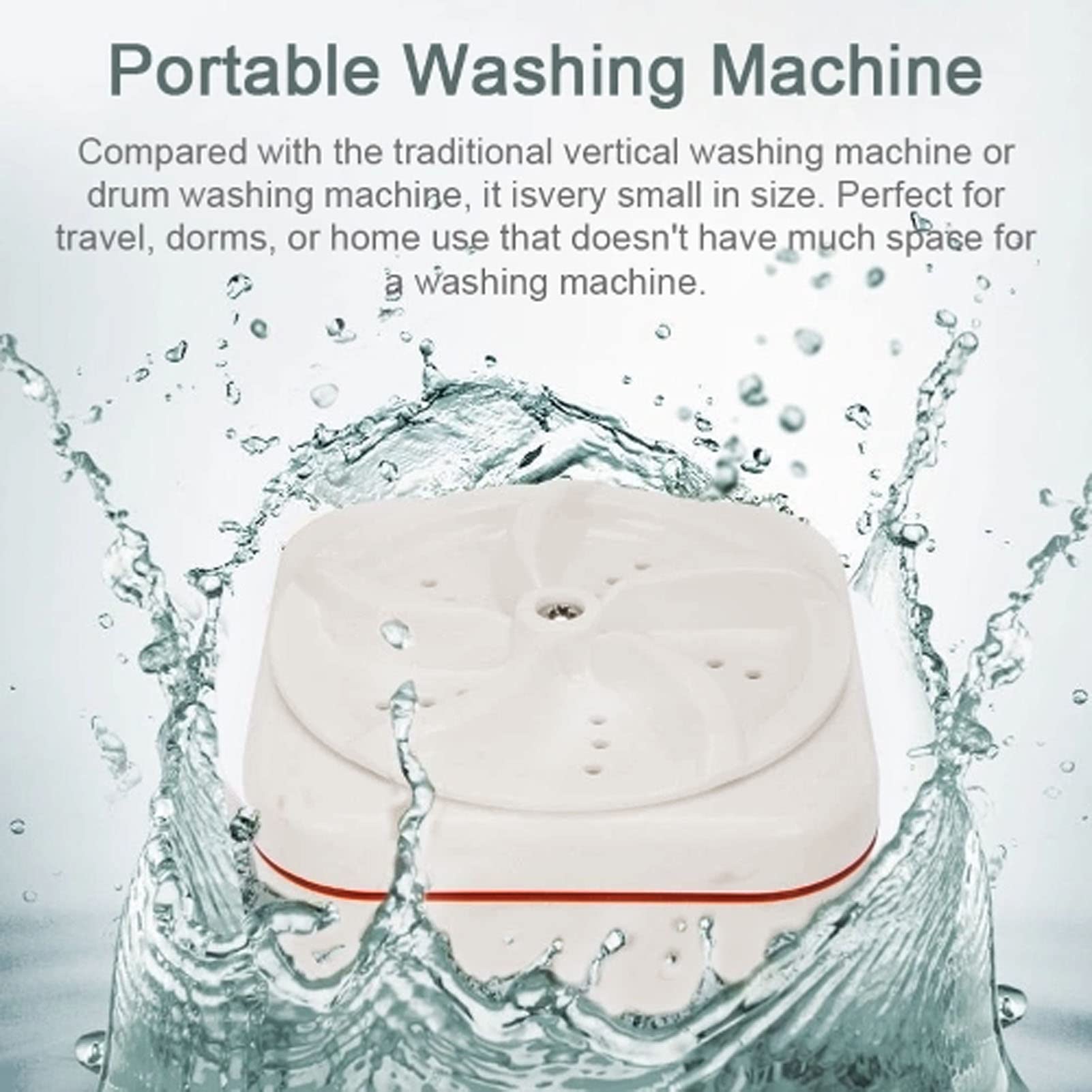 VTOSEN Ultrasonic Washing Machine 5V 18W USB Powered - Portable Turbine Washing Machine for Travel & Dormitory - Foldable & Efficient - Ideal for On The Go Cleaning
