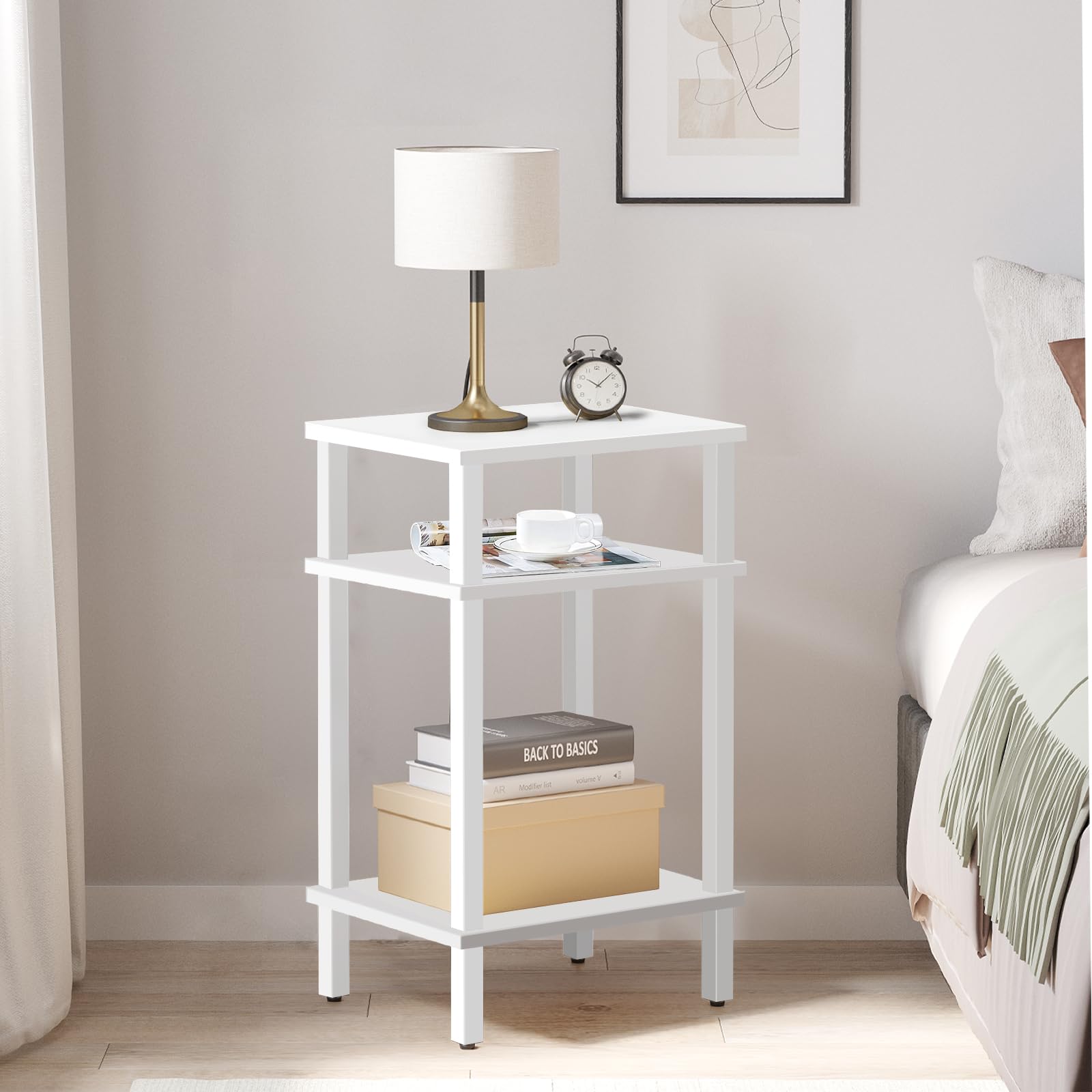 TUTOTAK End Table, Side Table, Nightstand, 3-Tier Storage Shelf, Sofa Table for Small Space, Living Room, Bed Room TB01BW049