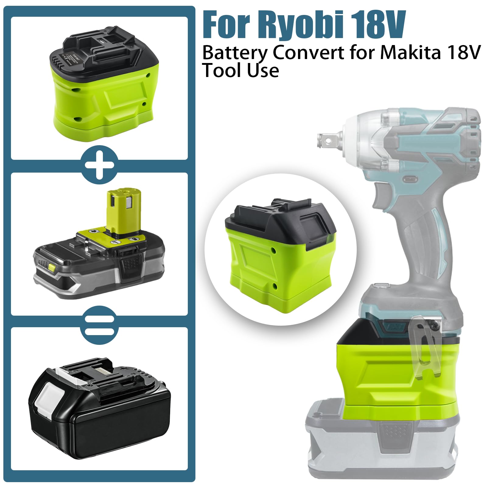 TEPULAS Battery Converter for Makita 18v Tools, Battery Adapter for Ryobi 18V Battery Converter to Makita 18v Power Tools