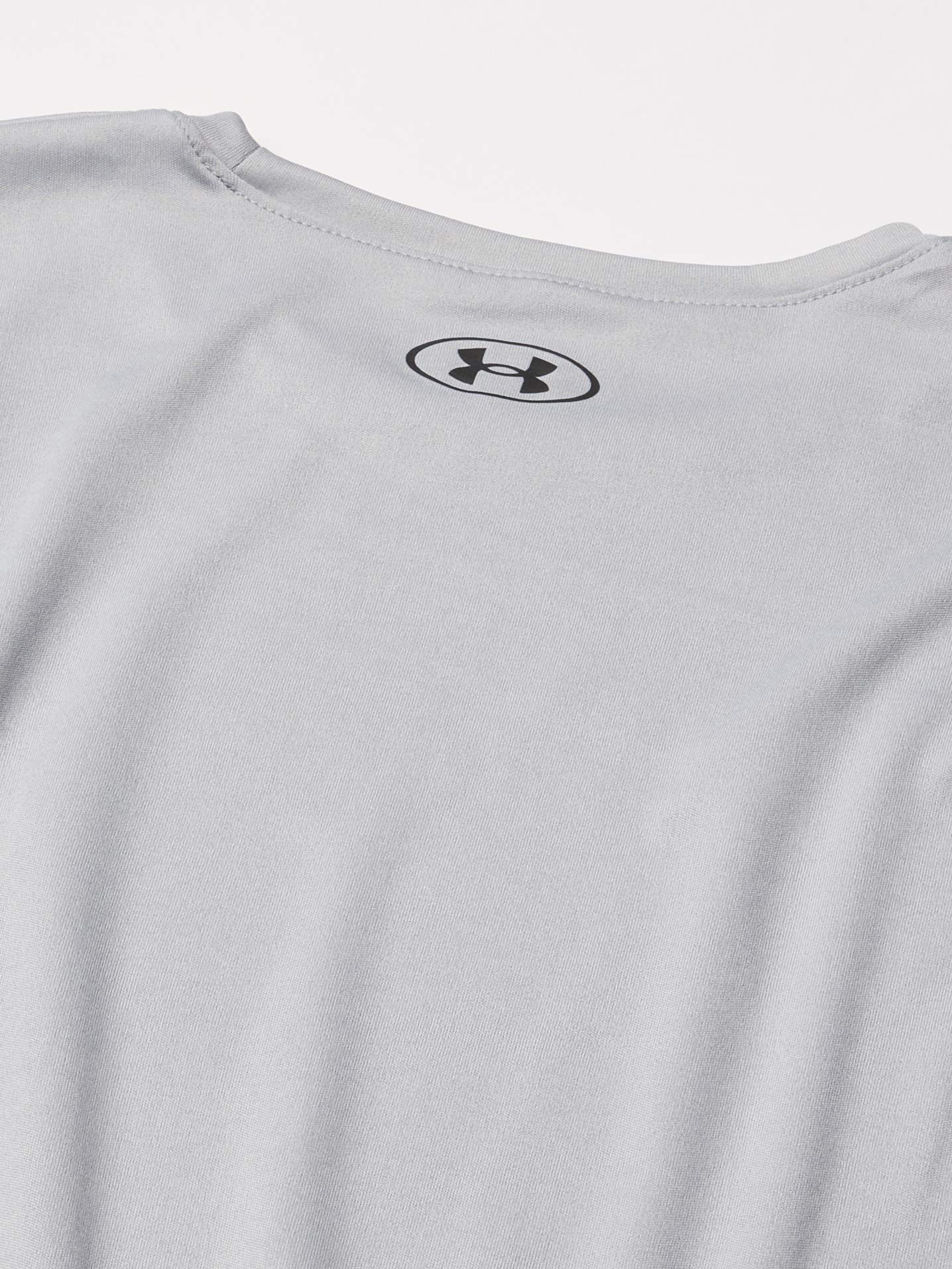 Under Armour Girls Tech Graphic Big Logo Short Sleeve T-shirt, Mod Gray Light Heather (011)/Black, Youth Large