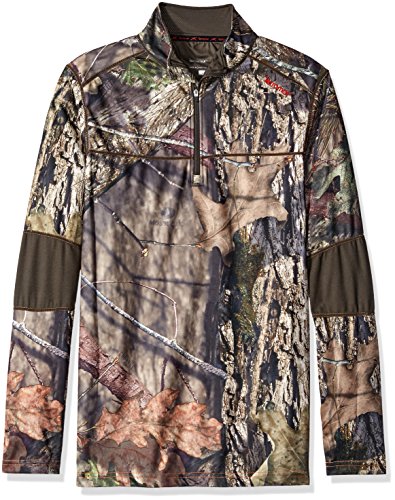 Terramar Men's Tracker Camo Fleece Quarter Zip Jacket, Mossy Oak Break-up Country/Dark Loden, Large
