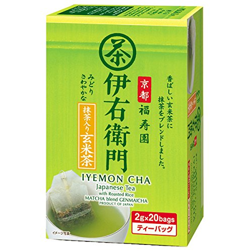 Ujinotsuyu Iyemon Genmaicha with Matcha (Japanese Brown Rice Tea with Green Tea Powder) - 1.4 oz - 25 Tea Bags