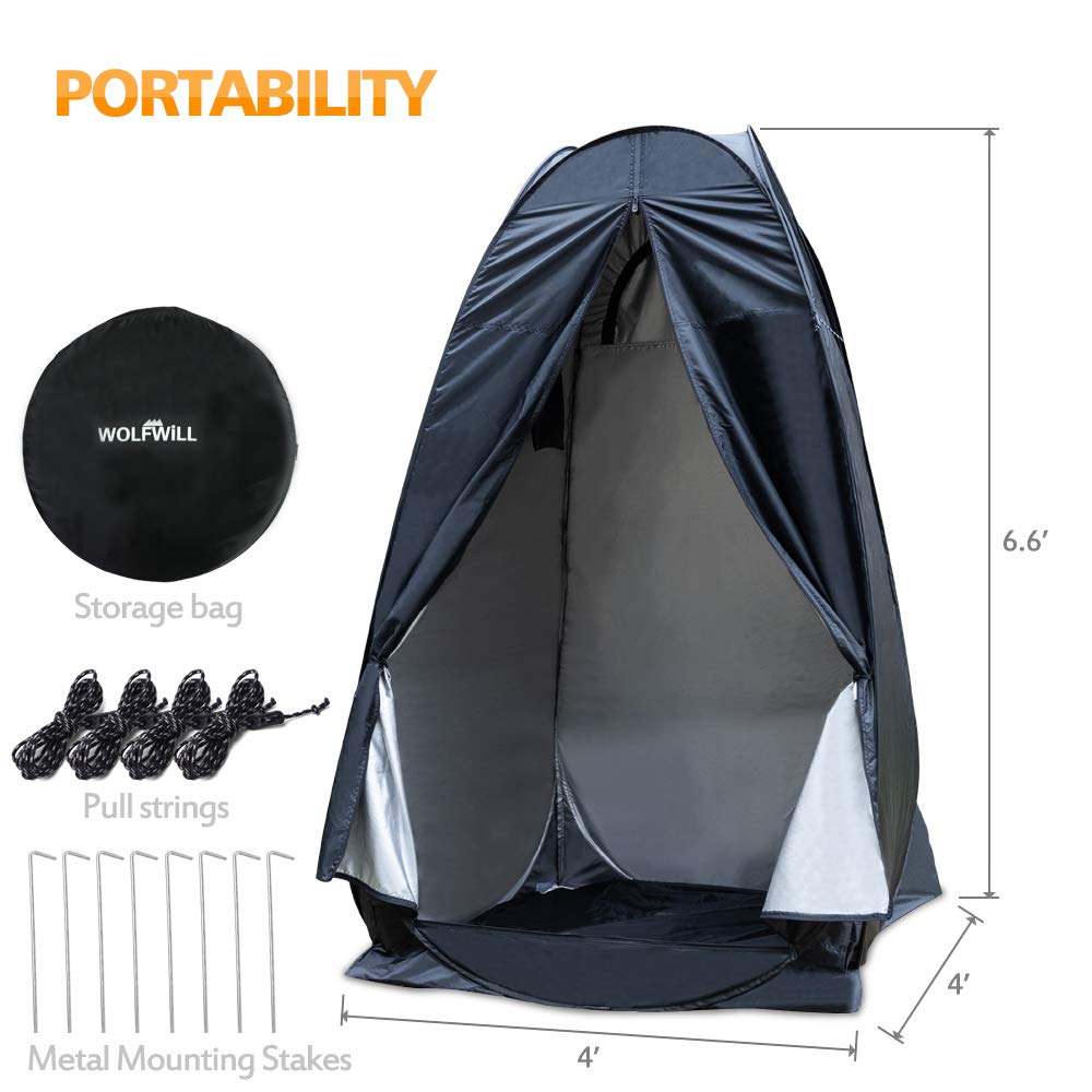 WOLFWILL Portable Pop Up Camping Shower Privacy Tent Dressing Changing Room Shelter for Beach Camp Toilet Outdoor with Carrying Bag