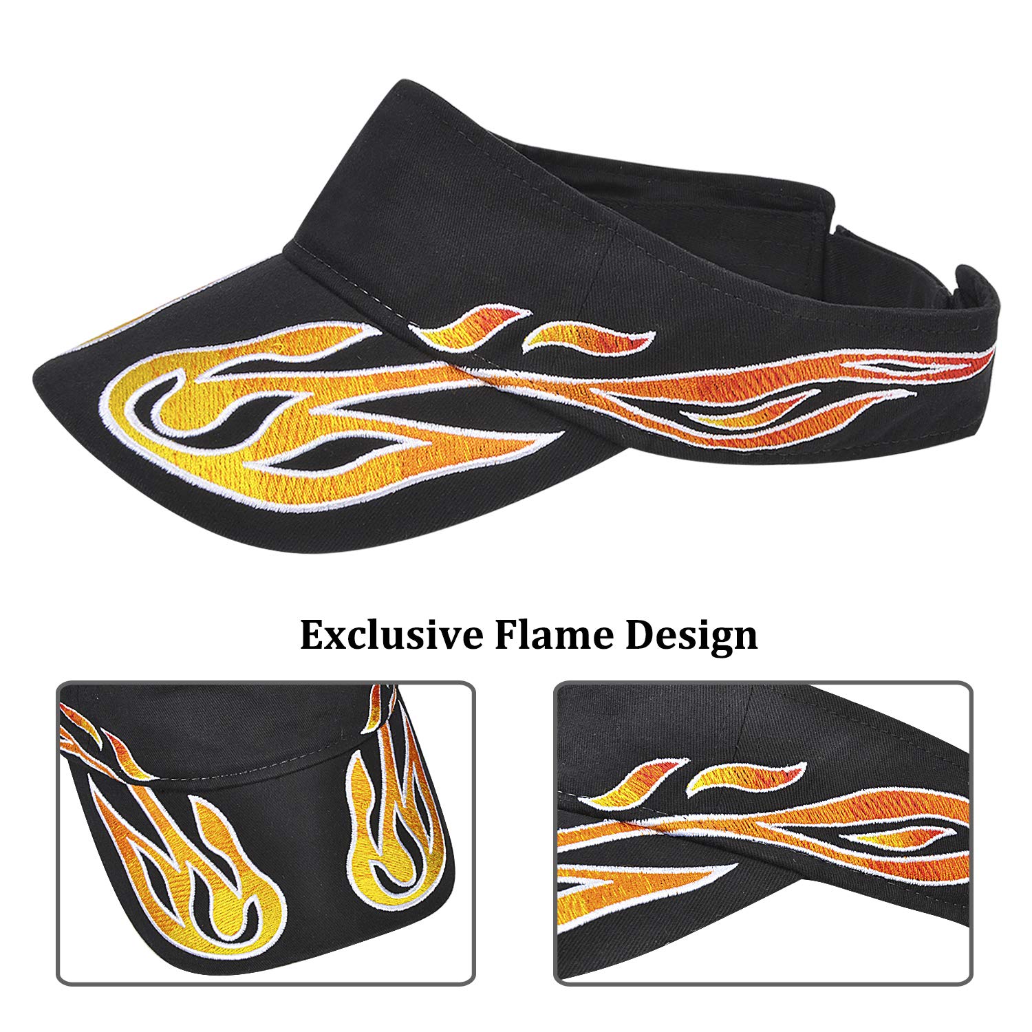 Tirrinia Flame Racing Cap Adjustable Low Profile Cotton Structured Sun Flare Baseball Caps