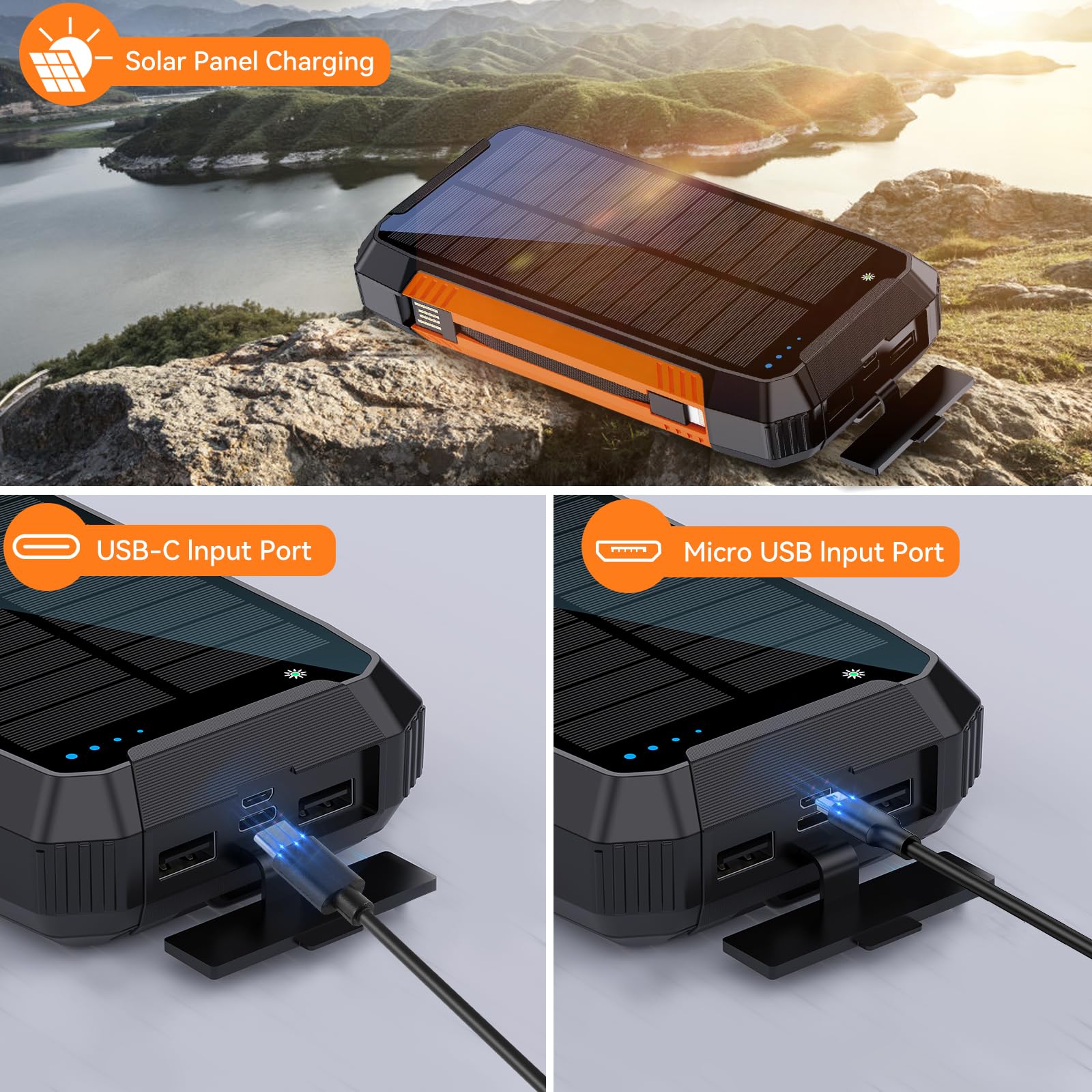 YOLOSKS ๐ฎ๐ฌ๐ฎ๐ฐ ๐๐ฅ๐๐ง๐๐๐ Solar-Charger-Power-Bank-49800mAh Wireless Portable Phone Charger, ๐ฃ๐๐ญ๐ด๐ช ๐๐๐.๐ Fast Charging Built in 3 Cables with USB C 4 Outputs & 2 Inputs for Cell Phone
