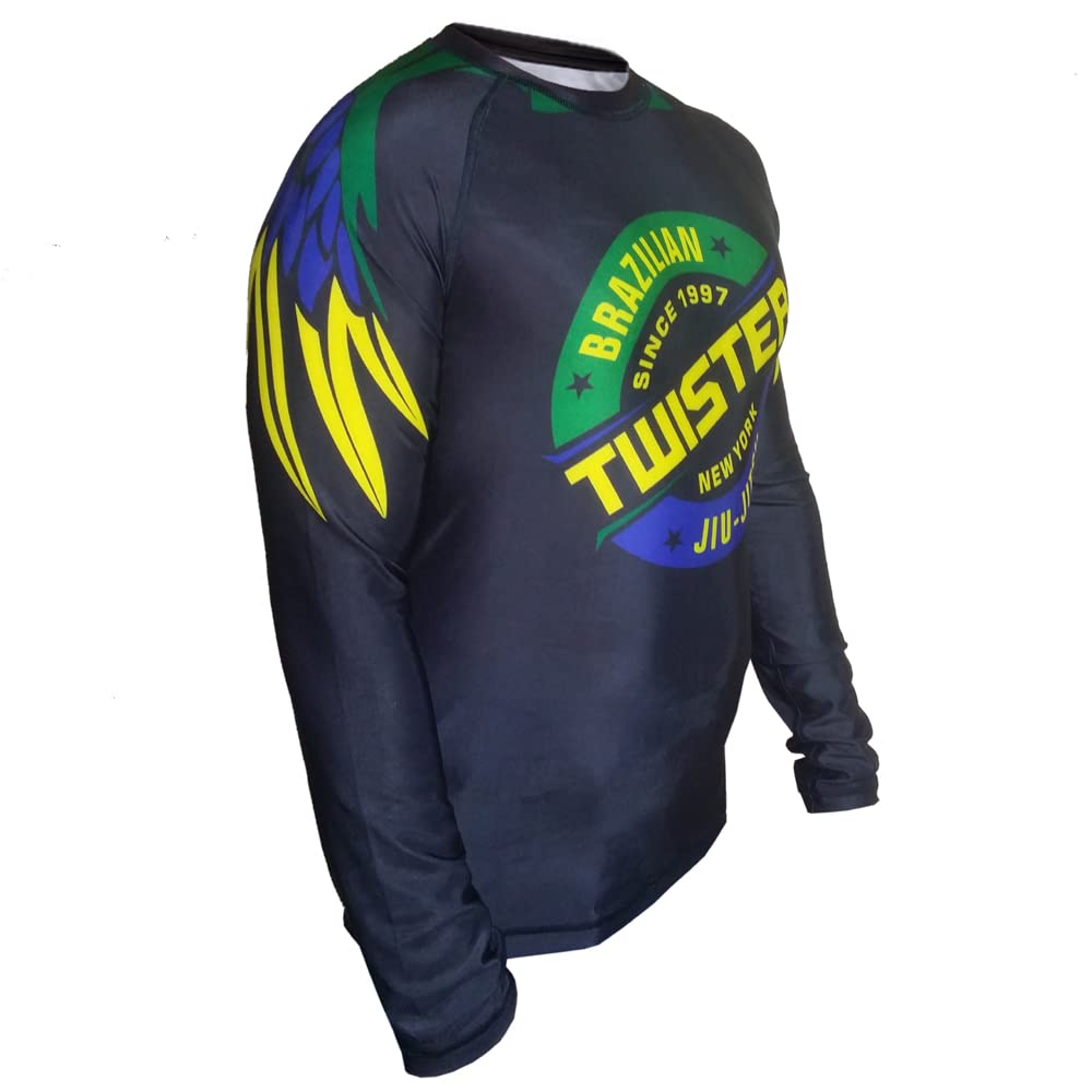 Twister MMA/BJJ Rashguard Athletics Competition Rash Guard - BJJ (IBJJF Approved) & MMA (Small, Black)