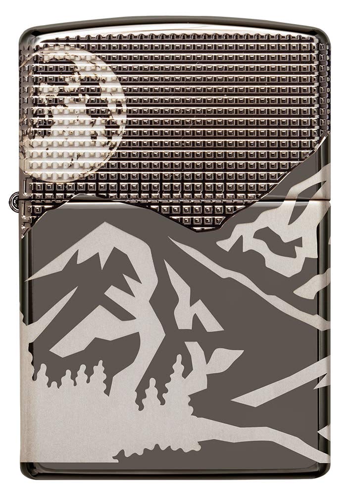 Zippo Armor Mountain Design Black Ice Pocket Lighter, one Size