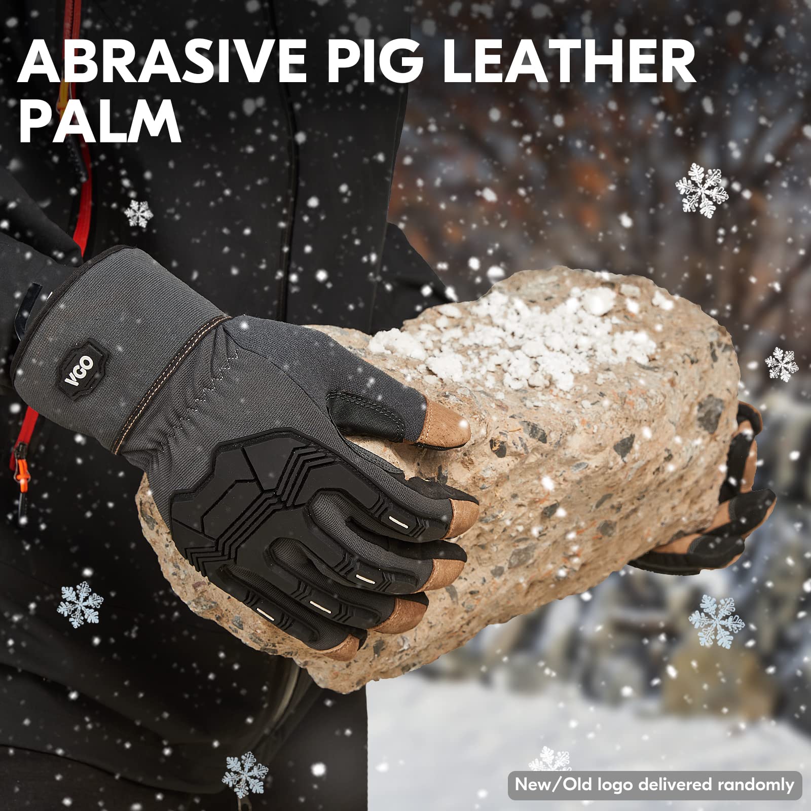 Vgo... 1-Pair 32℉ or above 3M Thinsulate C40 Lined Winter Synthetic Leather Work Gloves, Waterproof Membrane (Size L, Black, SL1015FW)