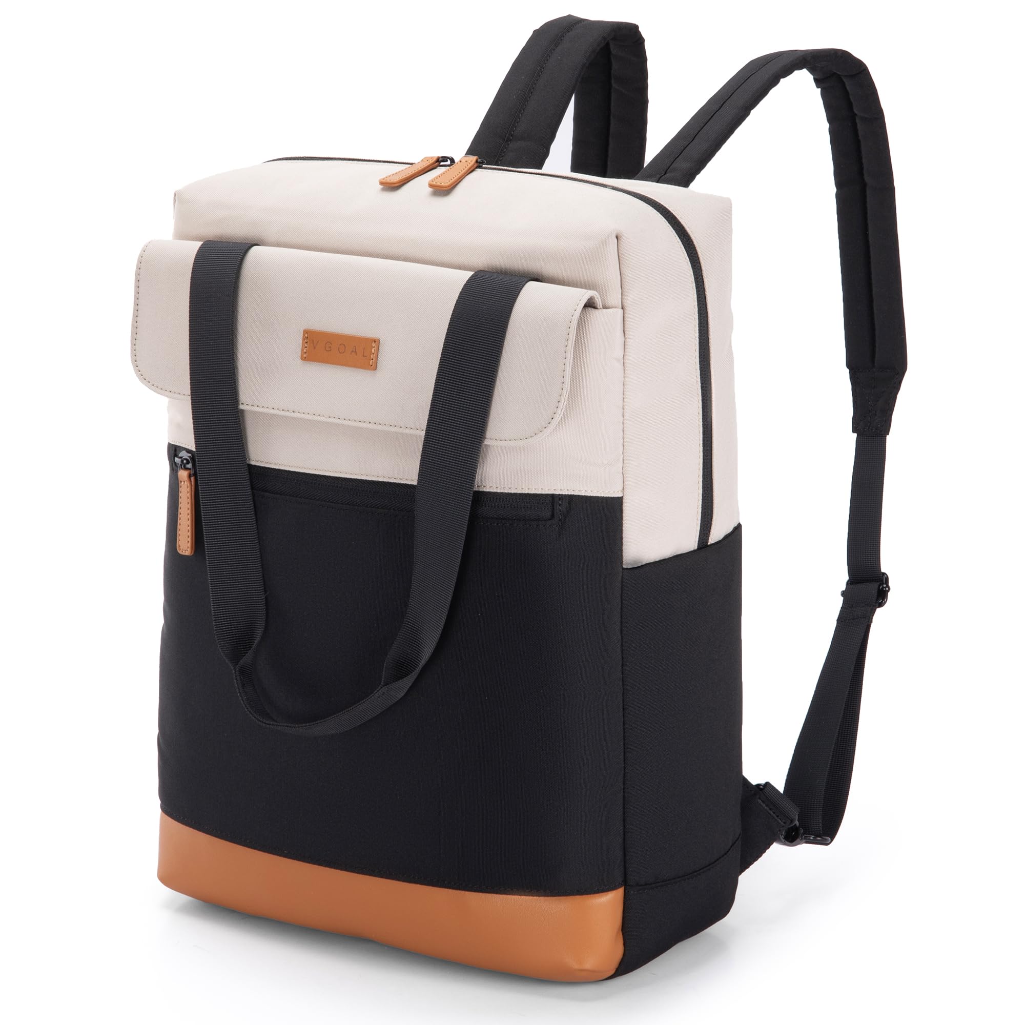 VGOAL Laptop Backpack for Women - Water-Resistant Daypack with Multiple Compartments, Suitable for College and Travel (FG6325 BEIGE)