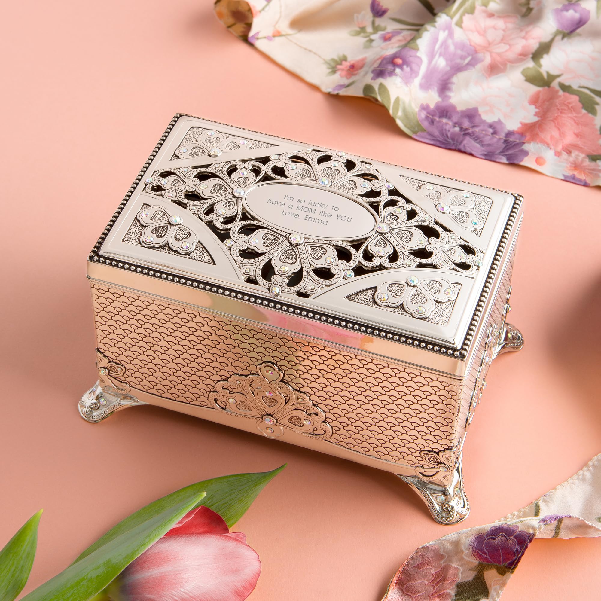 THINGS REMEMBERED Personalized Engraved Anastasia Clover Musical Keepsake Box (Free Customization)