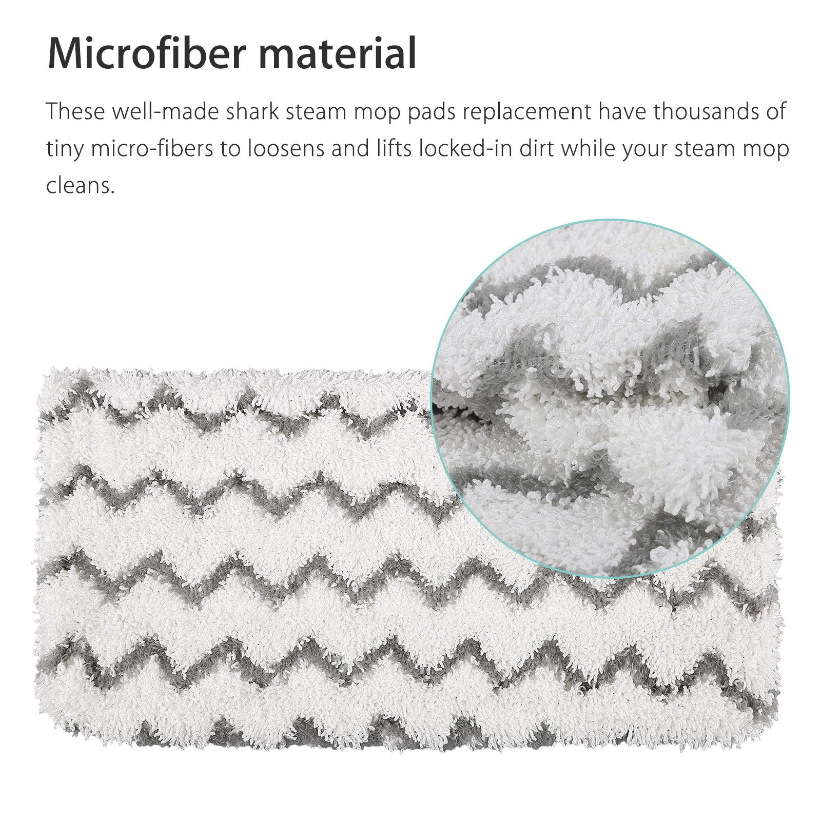 Yweller 6 Pack Microfiber Steam Mop Pads Replacement for Shark Steam Mop S1000, S1000A, S1000C, S1000WM, and S1001C, Dirt Grip Cleaning Pads
