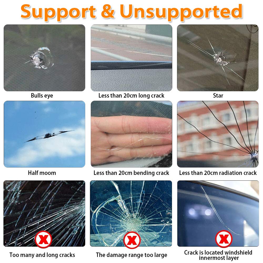 YOOHE Car Windshield Repair Kit - Windshield Repair Kit with Pressure Syringes for Fix Windshield Chips, Cracks, Bulls-Eye, Star-Shaped and Half-Moon Cracks