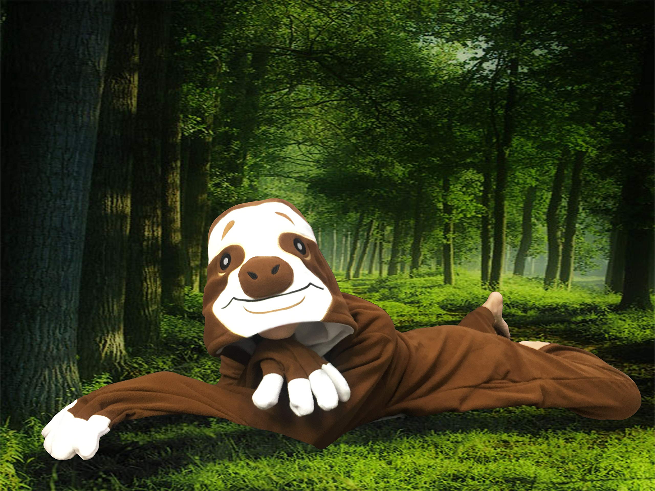 Unisex Onesie Pajamas Plush Cosplay Sloth Animal Onesies for Adults Costume Brown L