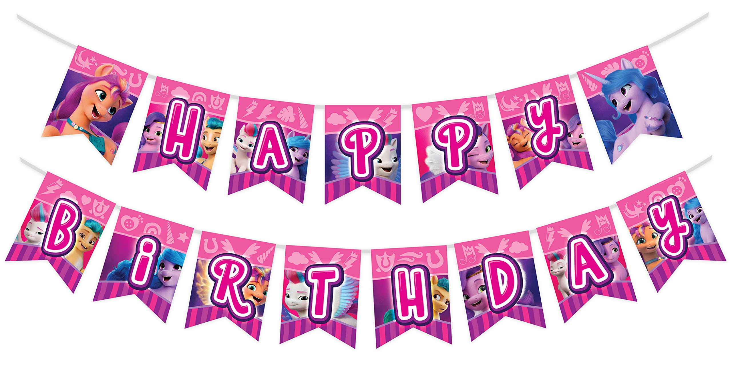 Treasures Gifted Officially Licensed My Little Pony Birthday Banner - My Little Pony Happy Birthday Banner - My Little Pony Birthday Party Supplies - My Little Pony Party Decorations for Walls