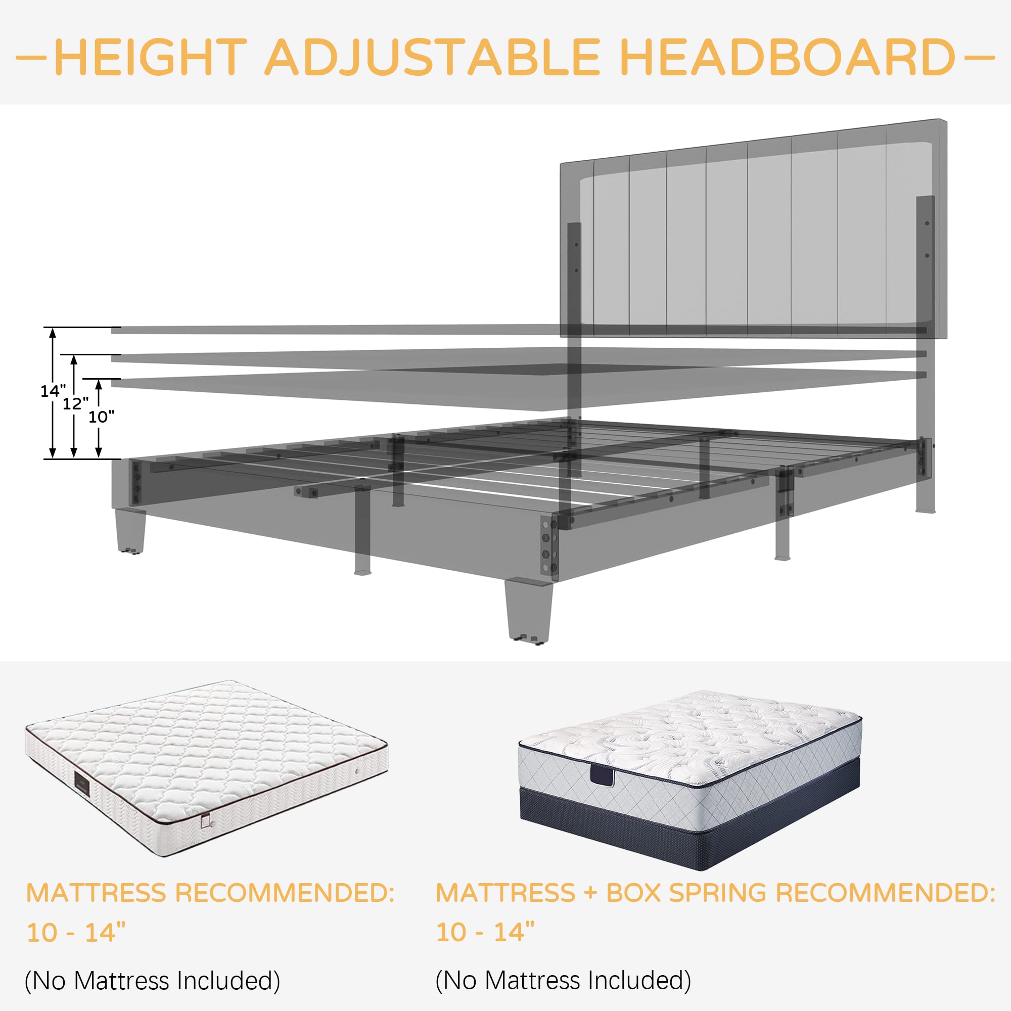 Wonder Comfort Full Size Upholstered Bed Frame with Fabric Wingback Headboard/Upholstered Platform/12 Solid Wooden Slats, Non-Slip and Noise-Free, No Box Spring Needed, Dark Gray