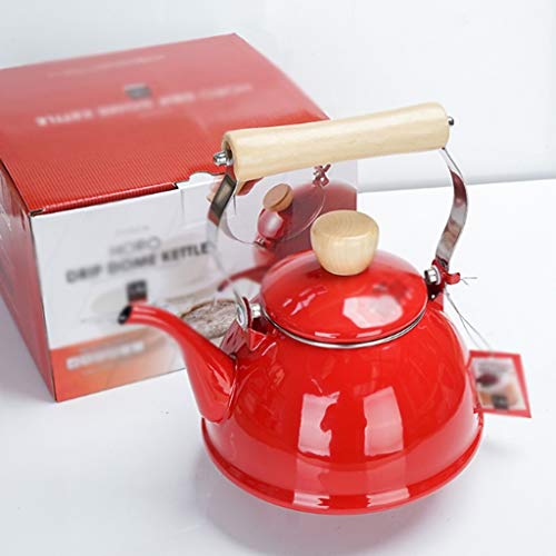 ZNZN Enamel Kettle Thickened Red Kettle Retro Stovetop Induction Cooker Natural Gas Home Restaurant Teapot (1.4L, 47.3OZ) Multifunctional Water Kettle