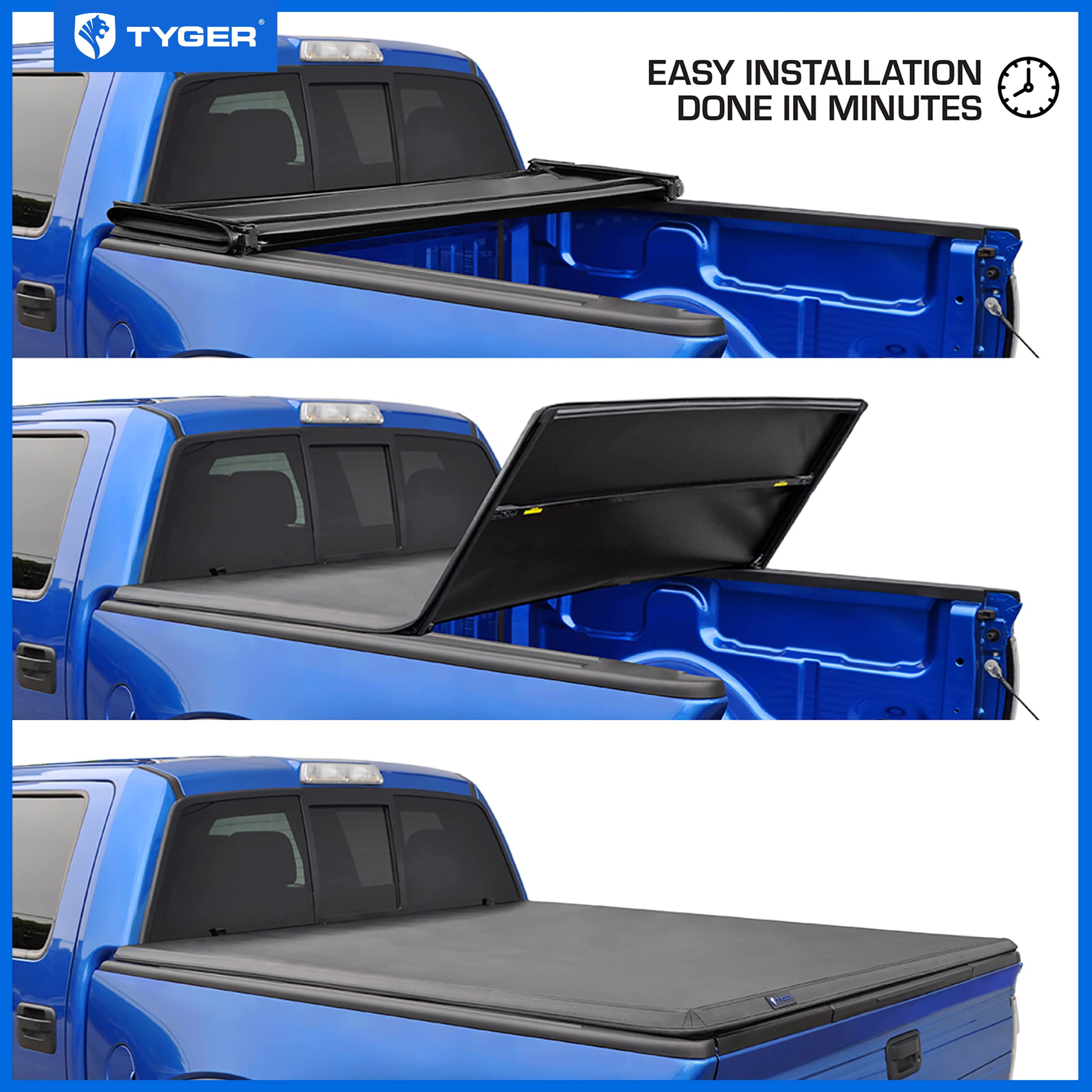 Tyger Auto T3 Soft Tri-fold Truck Bed Tonneau Cover Compatible with 2009-2014 Ford F-150 | Fleetside 5.5' (67") Bed | TG-BC3F1019