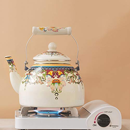 ZNZN Stovetop Kettle Enamel Kettle Outdoor Camping Kettle Enamel Coated Steel Exquisite and Simple Pattern Design (5L, 169OZ) Multifunctional Water Kettle