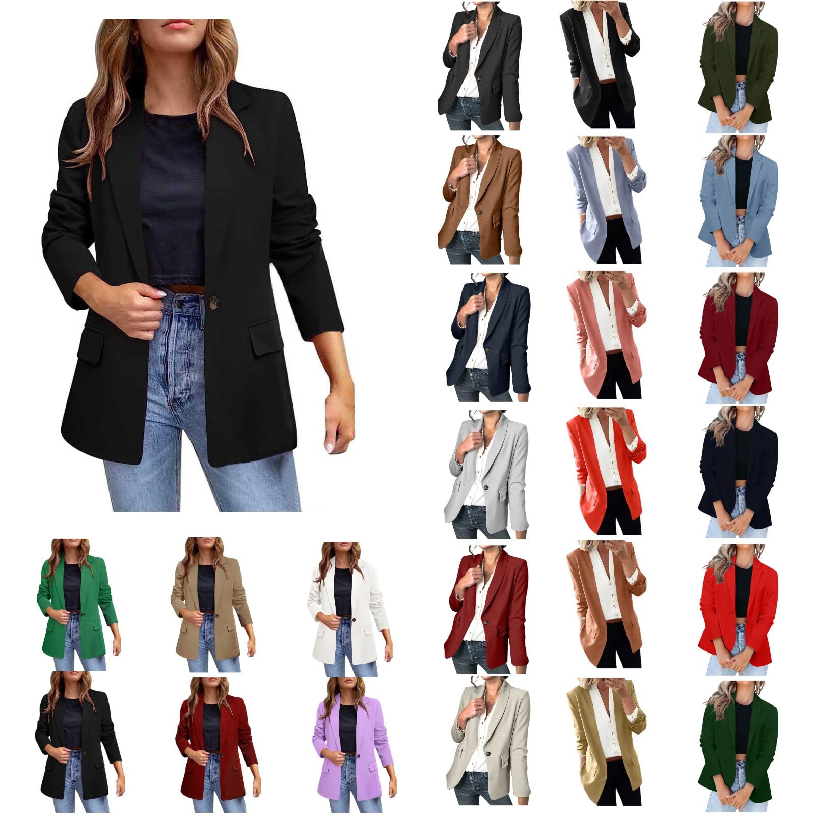 Womens Fall Fashion 2023 Casual Blazers Long Sleeve Open Front Work Suit Office Blazer Jackets with Pockets