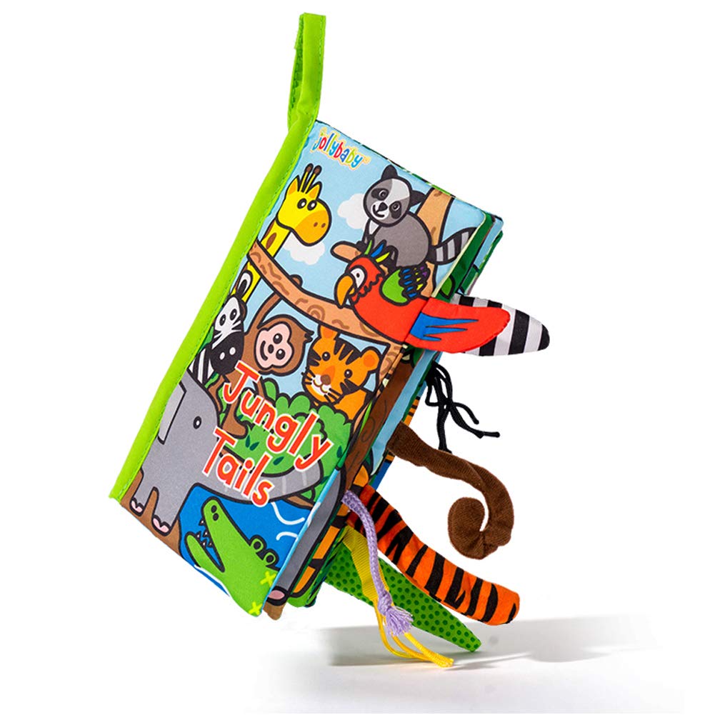 Zocita Baby Soft Animal Tails Activity Cloth Book with Crinkle Fabric, Jungly Tails