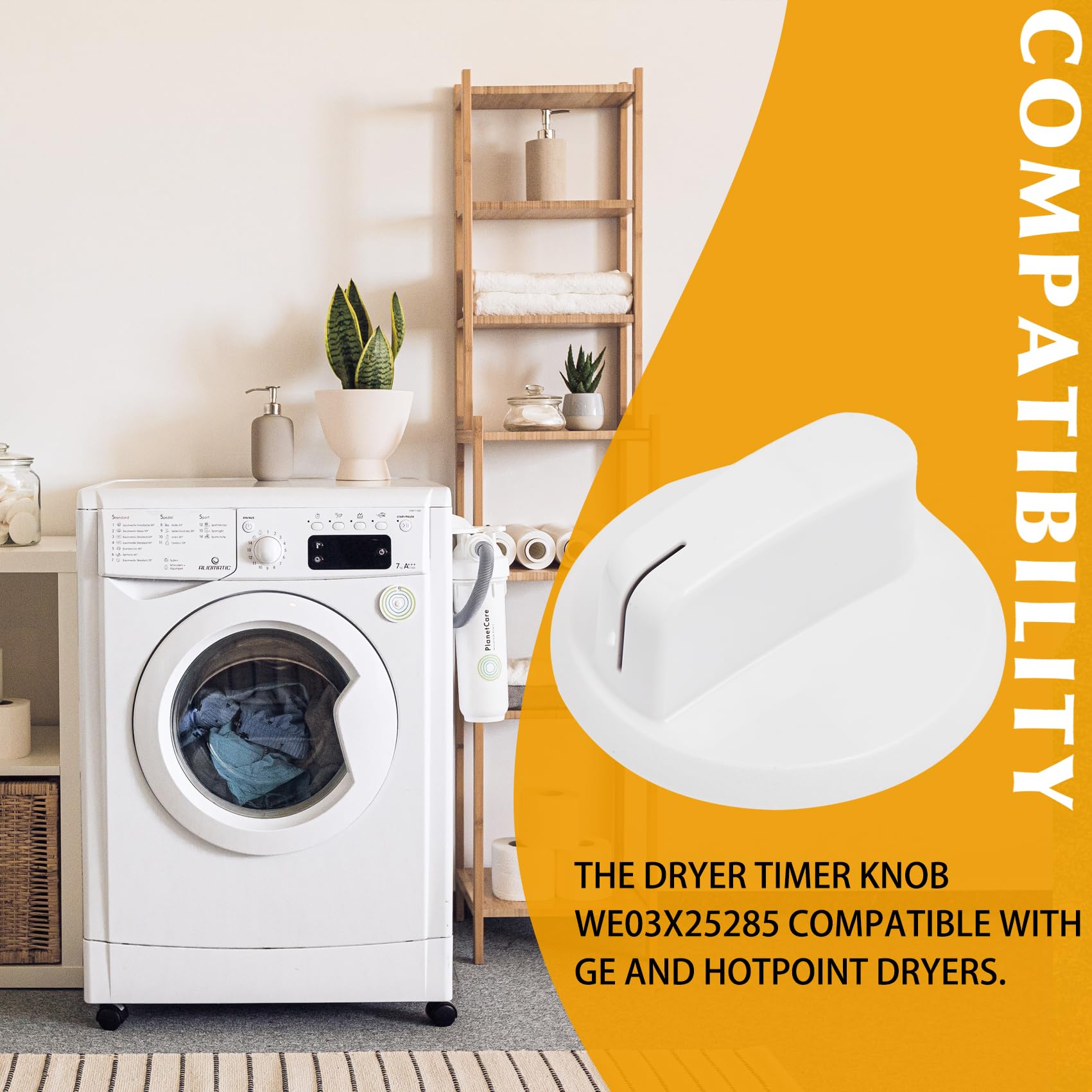 Upgraded WE03X25285 Dryer Timer Knob Dryer Main Control Knob Replacement Compatible with GE Hotpoint GTX22EASK0WW GTX22GASK0WW HTX21EASK0WW, AP6032623, PS11763058 Dryer Main Knob Assembly, White