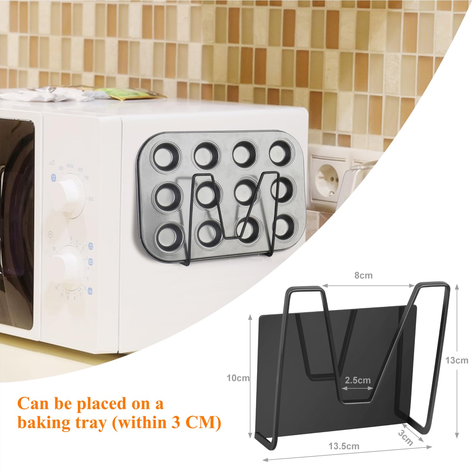 WECXA Magnetic Pot Lid Organizer, 3 Pack Metal Pot Lid Rack for Refrigerator, Moveable Pot Lid Holder Magnetic Shelf, Kitchen Organizers and Storage for Cutting Board, Baking Tray