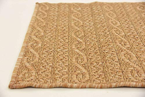 Unique Loom Outdoor Modern Collection Area Rug - Links (2' 2" x 6' 1" Runner, Light Brown/ Brown)