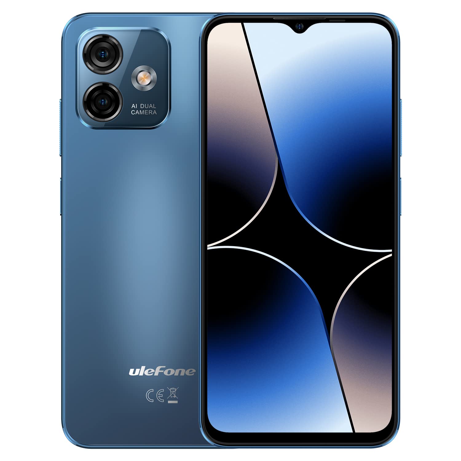 Ulefone Unlocked Cell Phones, Note 16 Pro 16GB + 256GB, 8-Core, 6.52" HD+ Display Unlocked Smartphone, Android 13, 50MP + 8MP, 4400 mAh, Dual 4G LTE, Fingerprint/Face Detection, T-Mobile, Blue