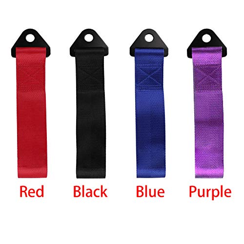 YOUNGL 8-12MM Racing Car Towing Hook Sports Tow Strap Set gh Strength Red for Vehicle Front Rear Bumper(Red)