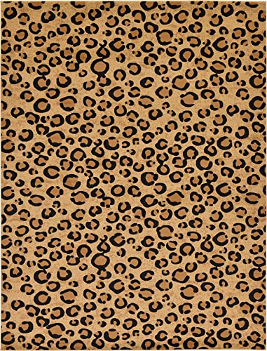 Unique Loom Wildlife Collection Area Rug - Leopard (9' x 12' Rectangle, Light Brown/ Black)