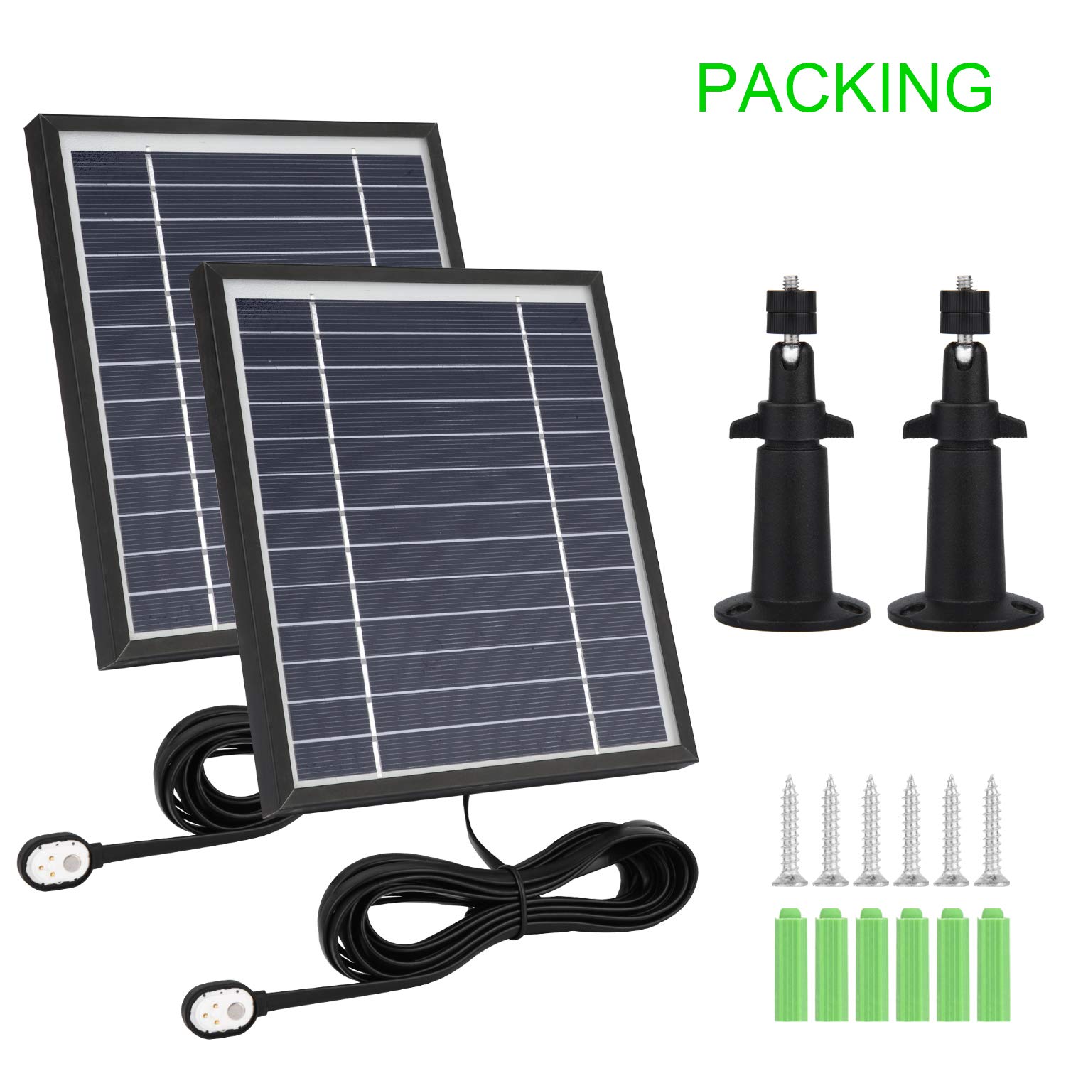 Uogw 3W 6V Solar Panel Charge for Arlo Pro3 and Arlo Ultra Camera, 11ft Magnetic Power Cable(2Pack,Black)