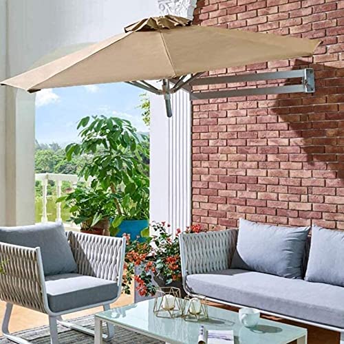 WooDeY Wall Mounted - 8ft/250cm Outdoor Garden Balcony Tilting Sunshade Umbrella Adjustable Pole