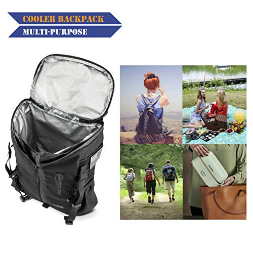 YUNIC Cooler Backpack 26L Insulated Lightweight Tactical Assault Pack Water and Tear Resistant Large Capacity for Daily and Outdoor Activities (Black)
