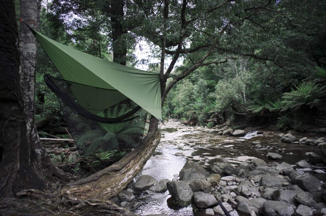 Ticket to the Moon 360° Convertible Mosquito and Bug Hammock Net - Fair Trade & Handmade All-Round Protection from Bugs and Insects - Double Circular Zipper Opens Ceiling for Extra Comfort - White