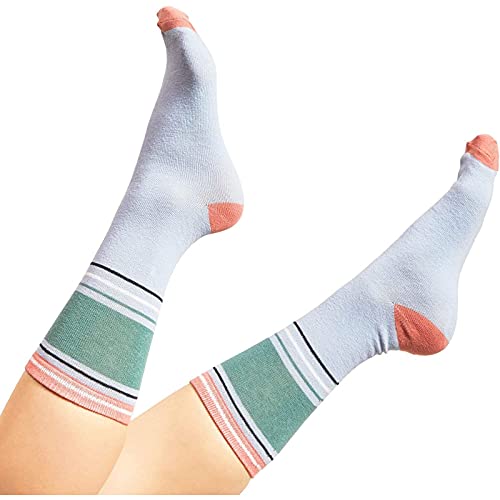 Zodaca Retro Striped Crew Ankle Socks for Women (7 Pairs)